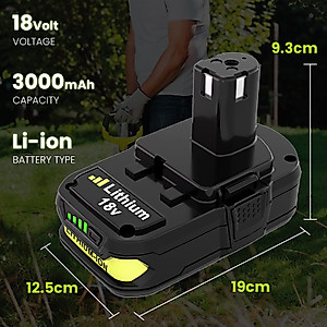 2 Packs 3.0Ah P102 Battery & P117 Charger Replacement for Ryobi 18V Battery and Charger Combo Compatible with Ryobi 18 Volt Battery Li-ion P102 P103 P104 P105 P107 P109 P108 P190 P122 P118(Red)