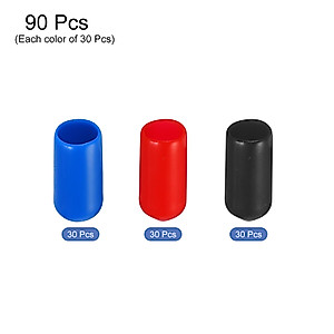 uxcell 90pcs Rubber End Caps 7.5mm ID Vinyl PVC Round Tube Bolt Cap Cover Screw Thread Protectors, Black Red Blue