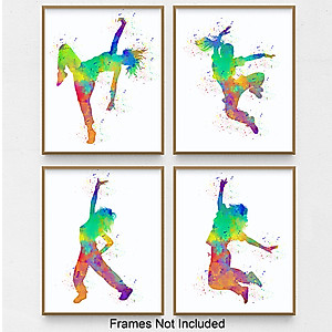 Hip Hop Wall Art Girl Dancer Abstract Print Set of 4 8x10, Gift for Hip Hop Dancer, Freestyle Dance, Dance Teacher. Dnce Studio Dorm Room Decor