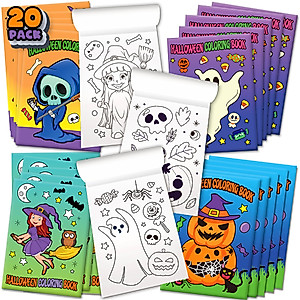 ArtCreativity Halloween Coloring Books Bulk for Kids - 20 Pack Mini Coloring Book - Halloween Non-Candy Treats - Boo Basket Stuffers Halloween Party Favors - Halloween Gifts for Kids