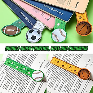 Cute Bookmarks Ruler for Kids Sports Themed Cute Bookmarks Reading Rulers Party Favor for Kids Birthday Students, Teens, Basketball Baseball Football Soccer Party Supplies Classroom Prizes (48 Pieces)