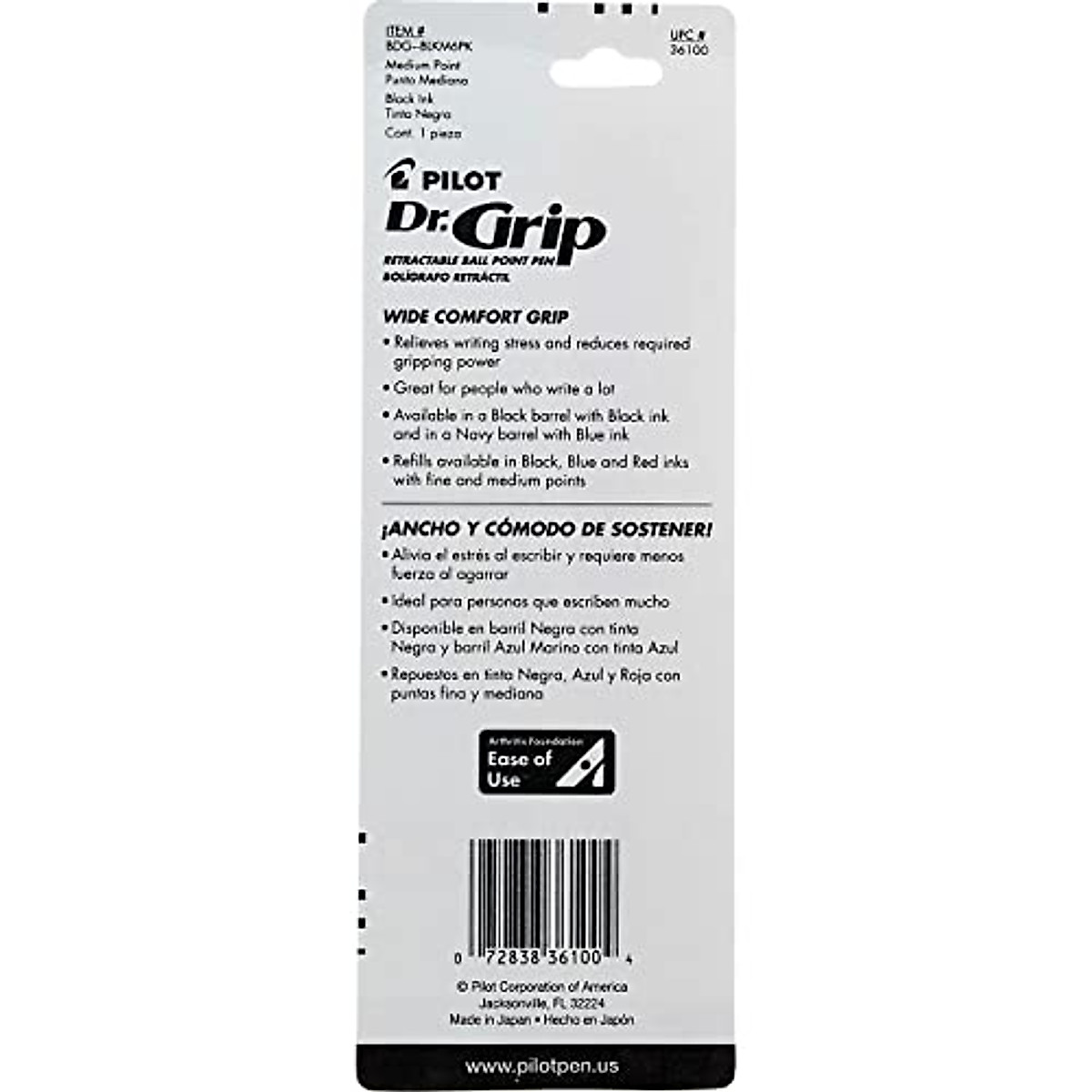 Dr. Grip Retractable Ballpoint Pen, Black Ink, 1mm (3 Pack)