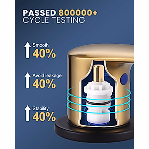 WOWOW Waterfall Bathroom Faucet 3 Holes 8Inch Widespread Bathroom Sink Faucet, Two Handles Lavatory Vanity Sink Faucets with Pop-up Drain & Supply Hoses, Modern Faucet Mixer Taps Black and Gold