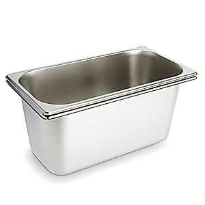 2 Pack Steamer Table Chafer Pans, 6-Inches Deep, 1/3 Size Stainless Steel Steam Table Pan with Reinforced Corners for Buffet, Catering, Hot/Cold Foods (13 x 7 Inches)