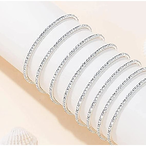 Jojomina Multilayer Rhinestone Spiral Arm Cuff Bracelet for Upper Arm 8 layers, Crystal Silver Prom Bridal Bangle Bracelet for Party Bride Wedding