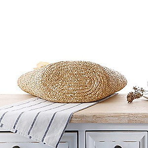 HBJE Beach Bags Women Totes Bags Handmade Knitting Large Straw Ladies Handbags Summer Flowers Rattan Woven Bag Purses,Beige