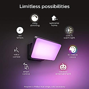 Philips Hue Discover Outdoor White & Color Ambiance Smart Floodlight (Hue Hub Required, Smart Light Works with Alexa, Apple Homekit and Google Assistant)