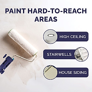 Foxtrot Multi-Angle Paint Brush Extender - Extension Pole Attachment Holder for Paint Brush, Roller, Scraper - Rotating Head, Secure Handle Grip - Easily Reach Ceilings, Walls, Corner Edges - Blue