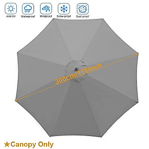 FAJOME 10FT 8 Ribs Patio Umbrella Replacement Canopy, Replacement Parasol Cover With Patio Umbrella Cover For Cantilever Hang Patio Umbrella (Canopy Only) (Color : Light brown)