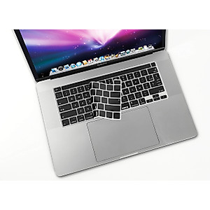 XSKN French Language Black Silicone Keyboard Cover Skin for Touch Bar Models 2019 New MacBook Pro 16 inch A2141 2020 New MacBook Pro 13.3 inch A2251 A2289 A2338 M1 Keyboard US & EU Common Version