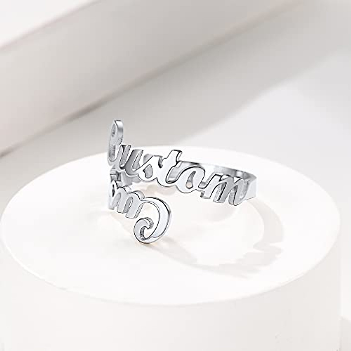Custom4U 2 Name Rings Personalized for Women