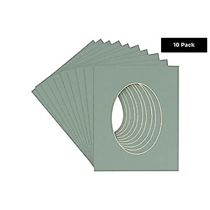Seafoam Green Acid Free 16x40 Oval Picture Frame Mat with White Core Bevel Cut for 12x36 Pictures - Fits 16x40 Frame - Pack of 10 Matboard Show Kits With Acid Free Backings & Clear Bags