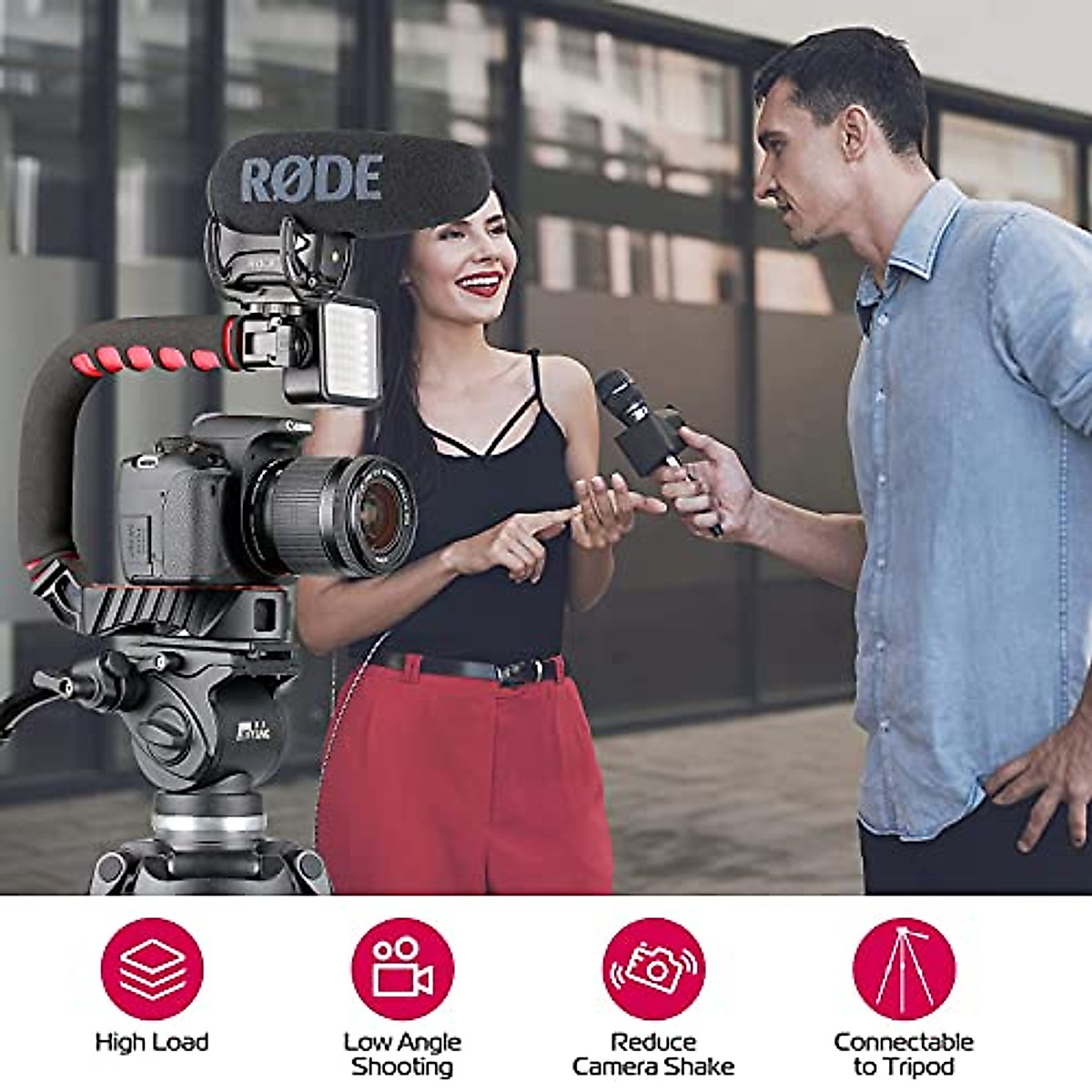 ULANZI U-Grip Pro Handheld Video Rig Steadicam with Triple Cold Shoe, Stabilizing Handle Grip Compatible for iPhone 13 12 Pro Max Xs 8 7 Plus GoPro 10 9 8 Canon Nikon Sony DSLR Cameras