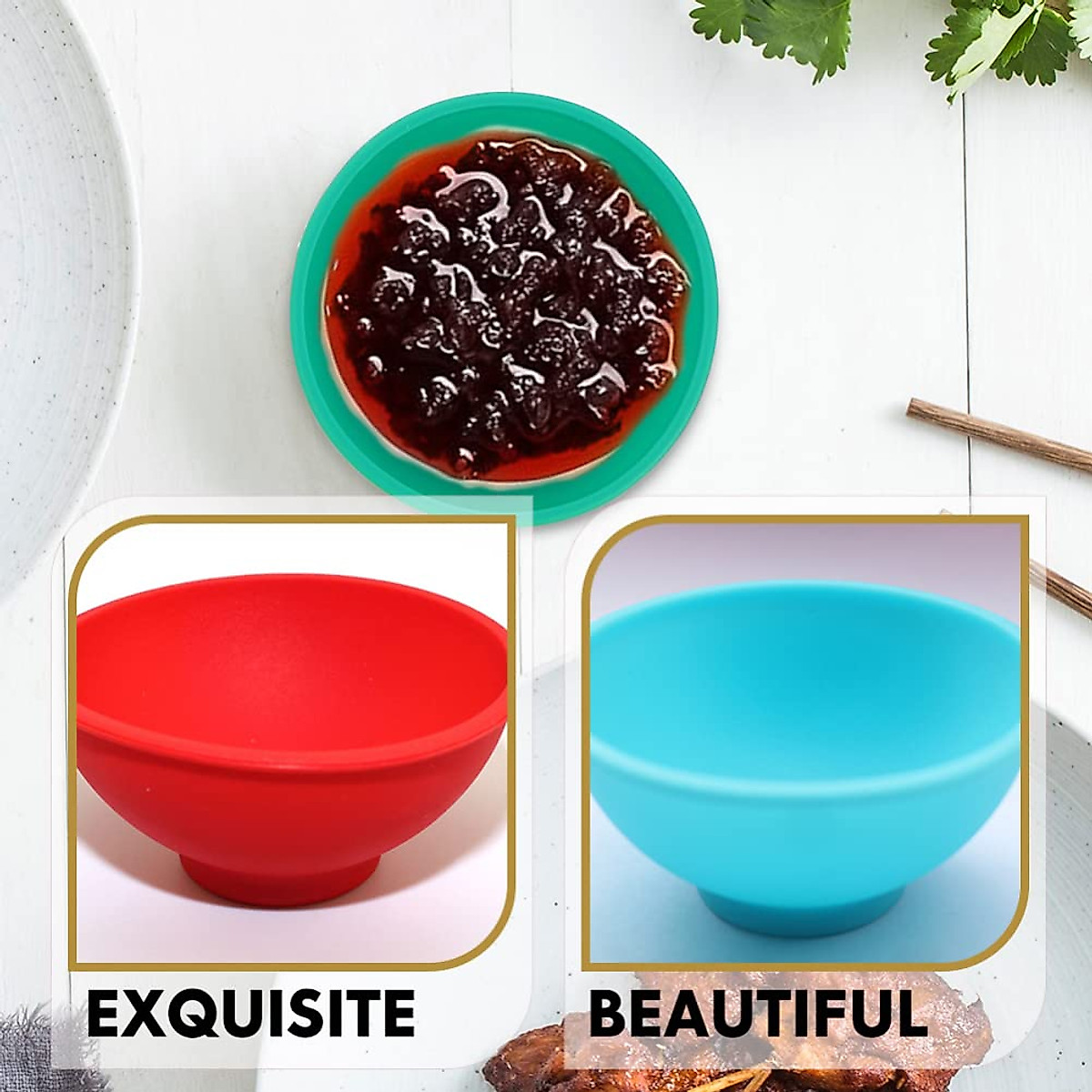 DOITOOL Gift Containers 4pcs Mini Silicone Pinch Bowls Prep and Serve Bowls Multicolor Reusable Snack Dish Condiment Bowls for Sauce Nuts Candy Fruits Appetizer Condiment Containers
