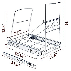 Pull Out Trash Can for Under Cabinet, Adjustable Slide Out Shelf for Kitchen, Cabinet Trash Can Pull Out Kit- bin not Included