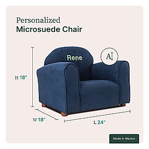 Mini Furniture Upholstered Personalized Kids Chair Microfiber Suede (Navy)