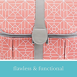 JJ Cole - Backpack, Gender Neutral Large Capacity Diaper Bag, Multifunctional, Stylish, with Stroller Clips and Changing Pad, Coral Tile