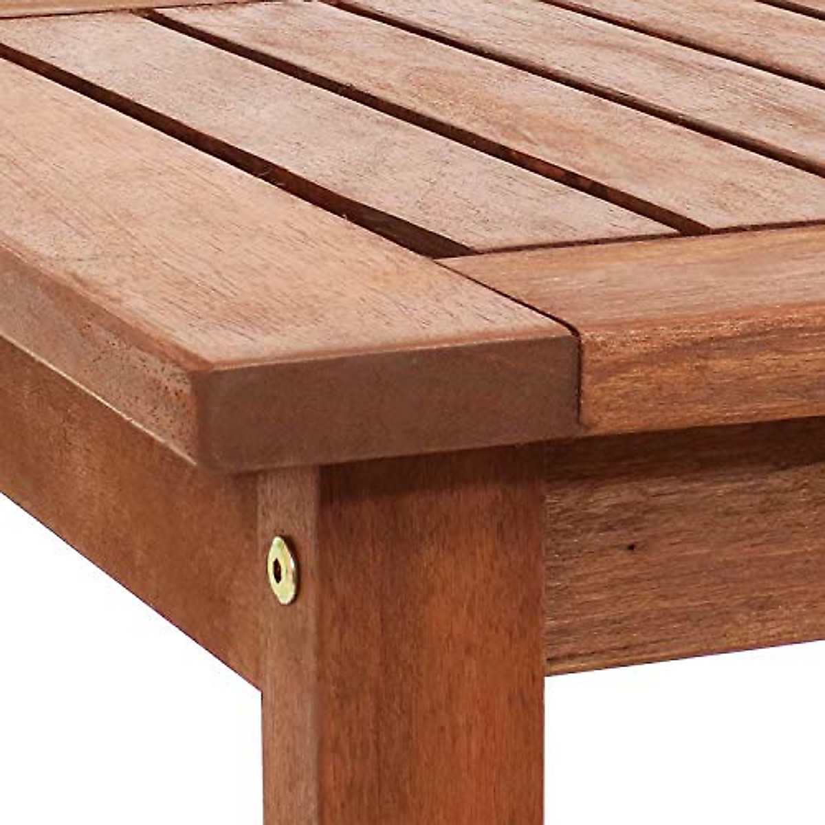 Sunnydaze Meranti Wood Coffee Table with Teak Oil Finish - 17.75 x 35.5 Inch Modern Rectangle Outdoor Center Table - Perfect Decorative Patio Furniture Accent for The Patio, Deck, Front Porch or Yard