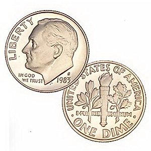 1983 S US Mint Roosevelt Proof 10 Cent Dime Coin