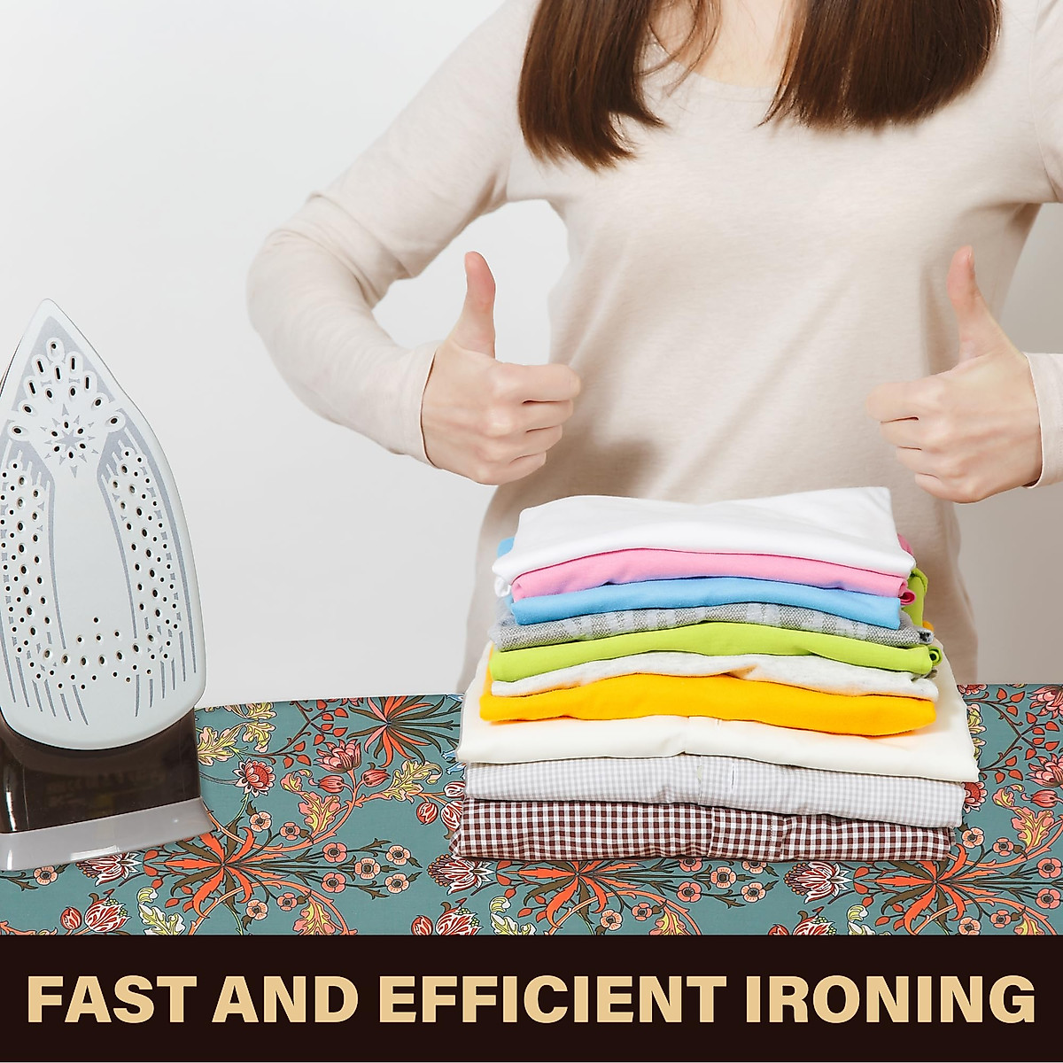 caius Easy Installation 15x54 Ironing Board Cover and Pad - Elastic Edge, Applicable Standard Size Iron Board Cover, Stain Resistant, Setup for Effortless Ironing Experience