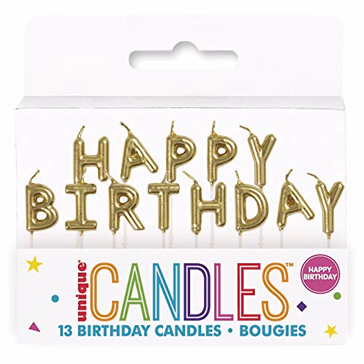 Elegant Gold "Happy Birthday" Letter Pick Candles - Stunning & Unique Design - Perfect Decoration for Celebratory Occasions