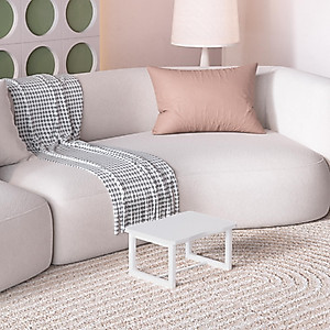 Itsst Wooden Step Stool with 500 Pounds, Wide Bed Step Stool for Adults，Wood White Step Stool&Stable Solid Metal Frame for Kitchen, Bedroom, Living Room, Bathroom