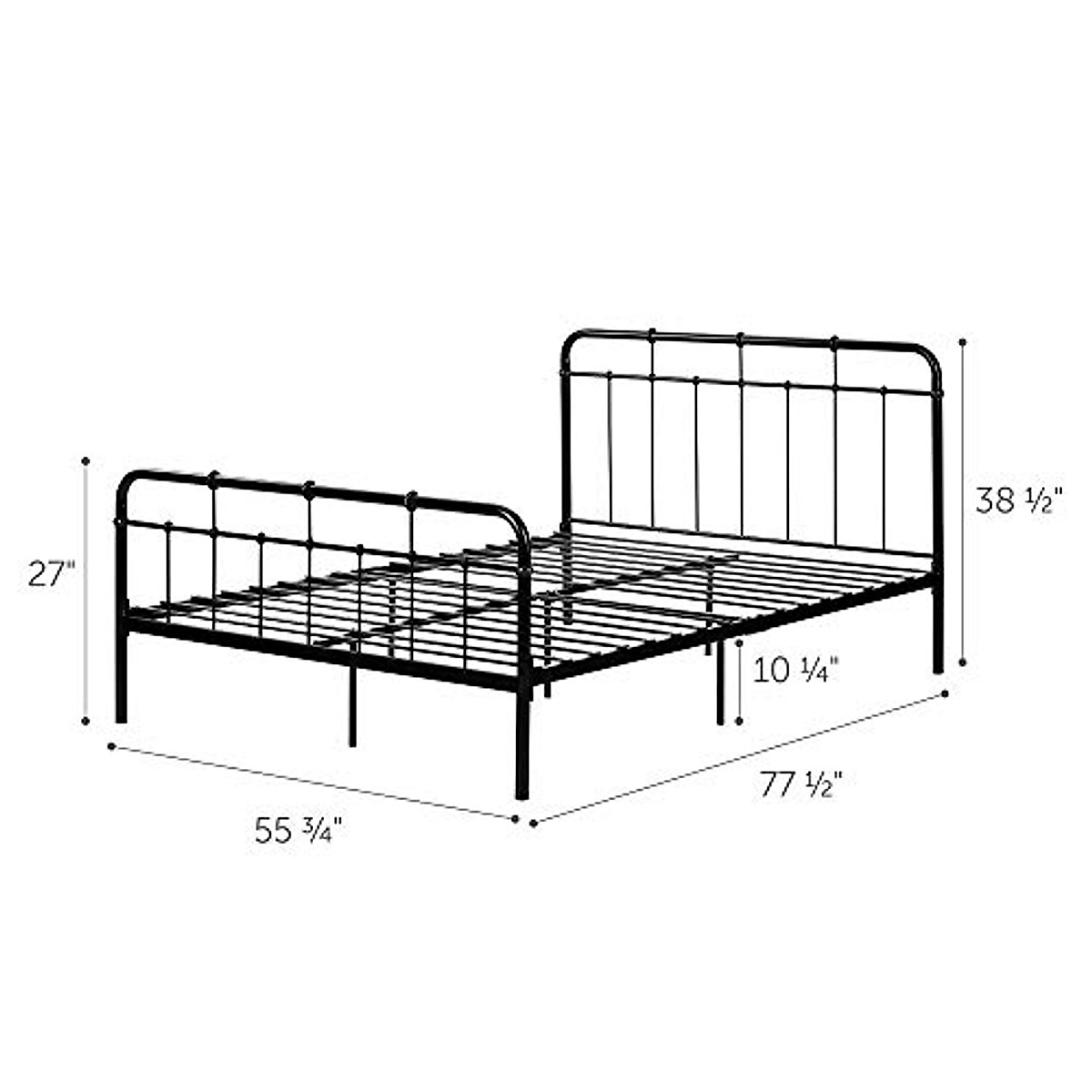 South Shore Versa Metal Complete Bed-Full-Black