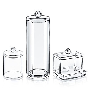 Boxup Canister Set Organizer with Bathroom Jars Canisters for Cotton Ball Swab Pad Storage Dispenzer Set of 3