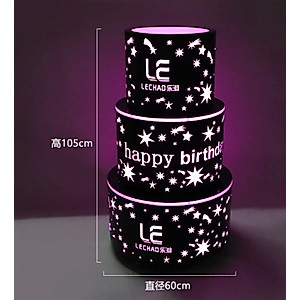 Birthday Cake Three-Tier Champagne Sparklers Bottle Wine Rack Atmosphere Props，Glow Custom Logo Rechargeable Color Flashing，Nightclub Disco Party (Color : RGB, Size : 105 * 60cm)