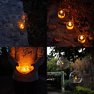 ZHONGXIN Solar Lantern Tea Lights Candles, Flameless Rechargeable Amber Flickering LED Candle Lights, Waterproof Great for Garden, Yard, Pathway, Balcony, Wedding, Part, Holidays, Home Decor-8Pack