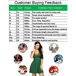 Avidlove Women Lace Lingerie Sleepwear Chemises V-Neck Full Slip Babydoll Nightgown Dress (Dark Green, L)