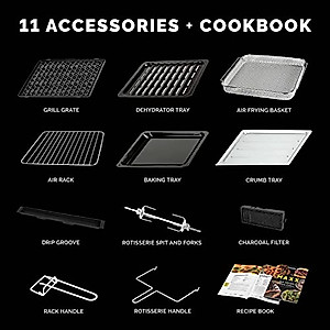 Kalorik MAXX® AFO 47631 SS AS SEEN ON TV Air Fryer Oven Grill (26 Qt) Digital Smokeless Indoor Grill and Air Fryer Oven Combo with 11 Accessories, Authentic BBQ, Rotisserie, and More | 1700W | Black & Stainless Steel (Renewed)