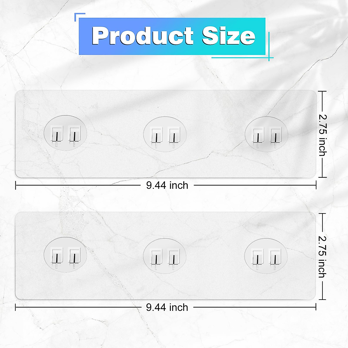 FELOOW Shower Caddy Adhesive Replacement, 2 Pack shower shelf adhesive, gold adhesive hooks for shower No Drilling, for Soap Holder, Bathroom Storage Shelves and Kitchen Racks (Transparent)