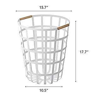 YAMAZAKI home Tosca Round Laundry Basket White,