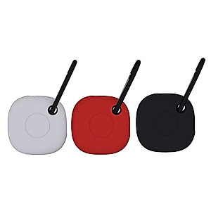 BLLQ Soft Silicone Cover Case with Key Ring Keychain Clip Compatible with Samsung Galaxy SmartTag + Plus/Sam Sung Galaxy SmartTags,3 Pack, Black/White/Red