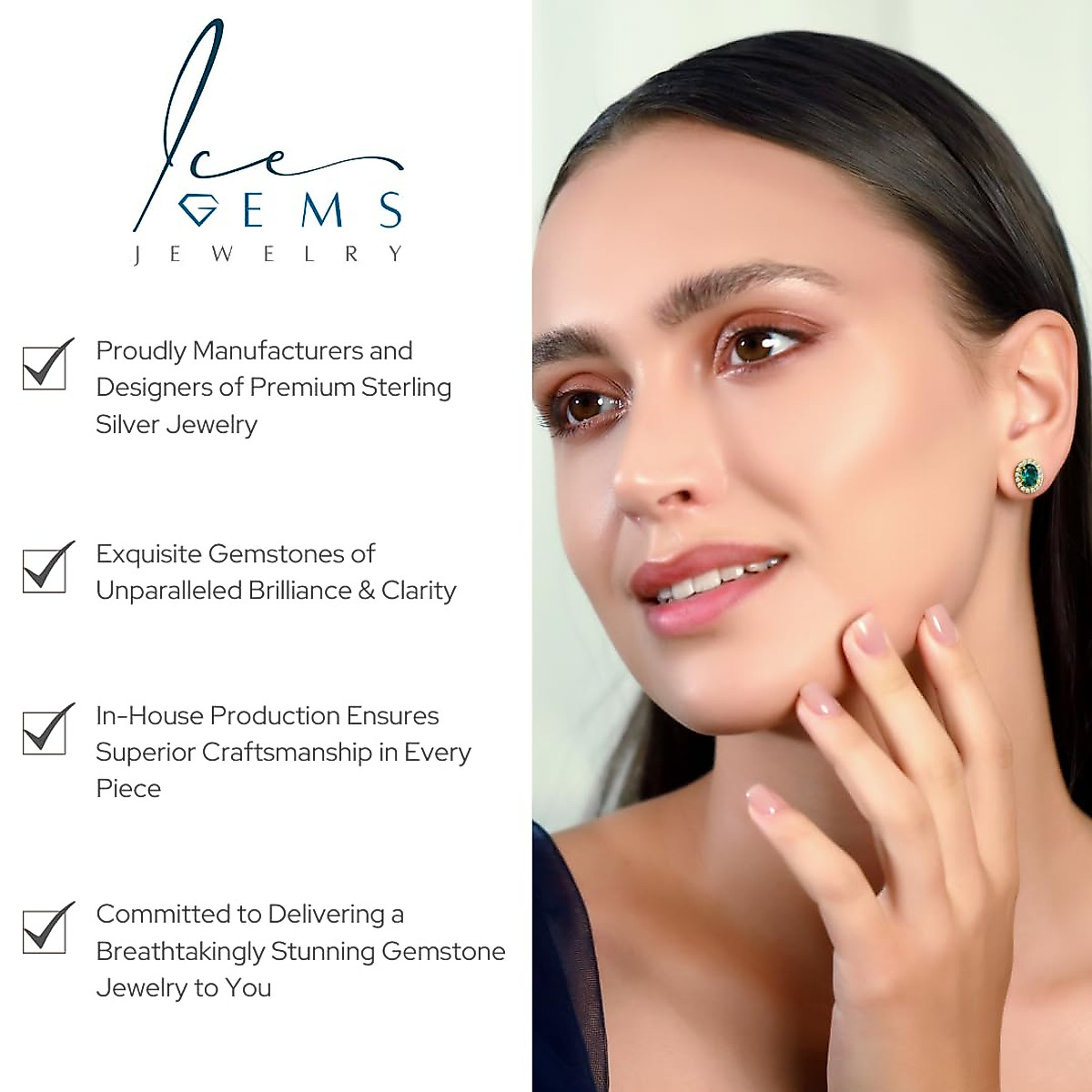 Yellow Gold Flashed Sterling Silver Simulated Emerald and Cubic Zirconia Accents Oval Halo Stud Earrings