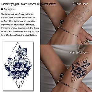 Tazimi Semi Permanent Temporary Tattoos for Women Girls - Large Long Lasting Temporary Butterfly Flower Lion Swallow Tattoos,Lasts 1-2 Weeks Waterproof Realistic Fake Tattoos