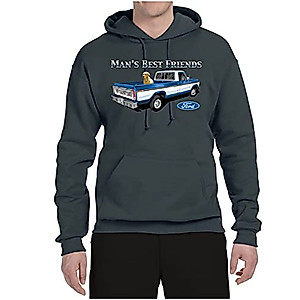 Wild Bobby Ford Motors Funny Man's Best Friends Pickup Truck Dog Cars and Trucks Unisex Graphic Hoodie Sweatshirt, Charcoal, XX-Large