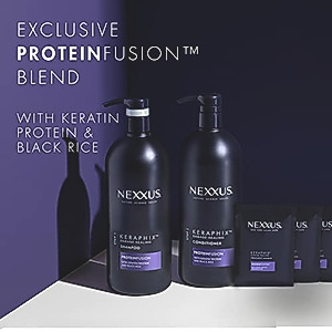 Nexxus Keraphix Shampoo and Conditioner and 3 Hair Repair Masks Treatment System (5 Pack) , Damaged Hair Treatment 33.8 oz, 2 Count & 1.5 oz, 3 Count