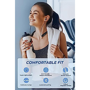 TONEMAC Bluetooth Headphones - N8 Wireless Earbuds with Magnetic Neckband | 40Hrs Playtime, IPX6 Sweatproof, Deep Bass Headset for Phone Calls, Music, and Sports