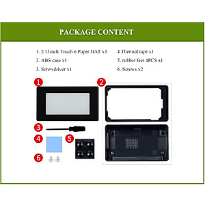 2.13inch Touch e-Paper Display with ABS Case for Raspberry Pi Zero 2 W/Raspberry Pi Zero/Pi Zero W/Pi Zero WH, 250x122 Pixels E-Ink, Paper-Like Effect Support Partial Refresh