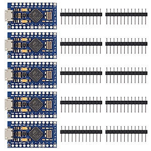 DWEII Pro Micro Atmega32U4 5V 16MHz Module Board Micro USB Pro Micro Development Board Microcontroller Pack of 5