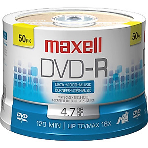 Maxell 638011 DVD-R Discs, 4.7GB, 16x, Spindle, Gold, 50/Pack