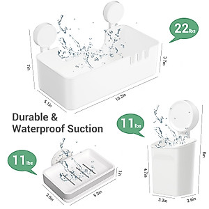LUXEAR Shower Caddy 5 Pack Suction Cup Shower Organizer for Bathroom Storage Home &Kitchen,No Drilling Removable Plastic Shower Shelf Organizer with Soap Dish&Toothbrush Holder Easy Install