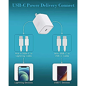 USB C Wall Charger, iPhone Fast Charger Block 2Pack 20W PD Power Adapter Compatible with iPhone 14/14 Pro/14 Pro Max/14 Plus/13 12 11 Pro Max/Pro/Mini/XS/XR/X, iPad Pro/Mini, Galaxy,Google Pixel 5/4/3