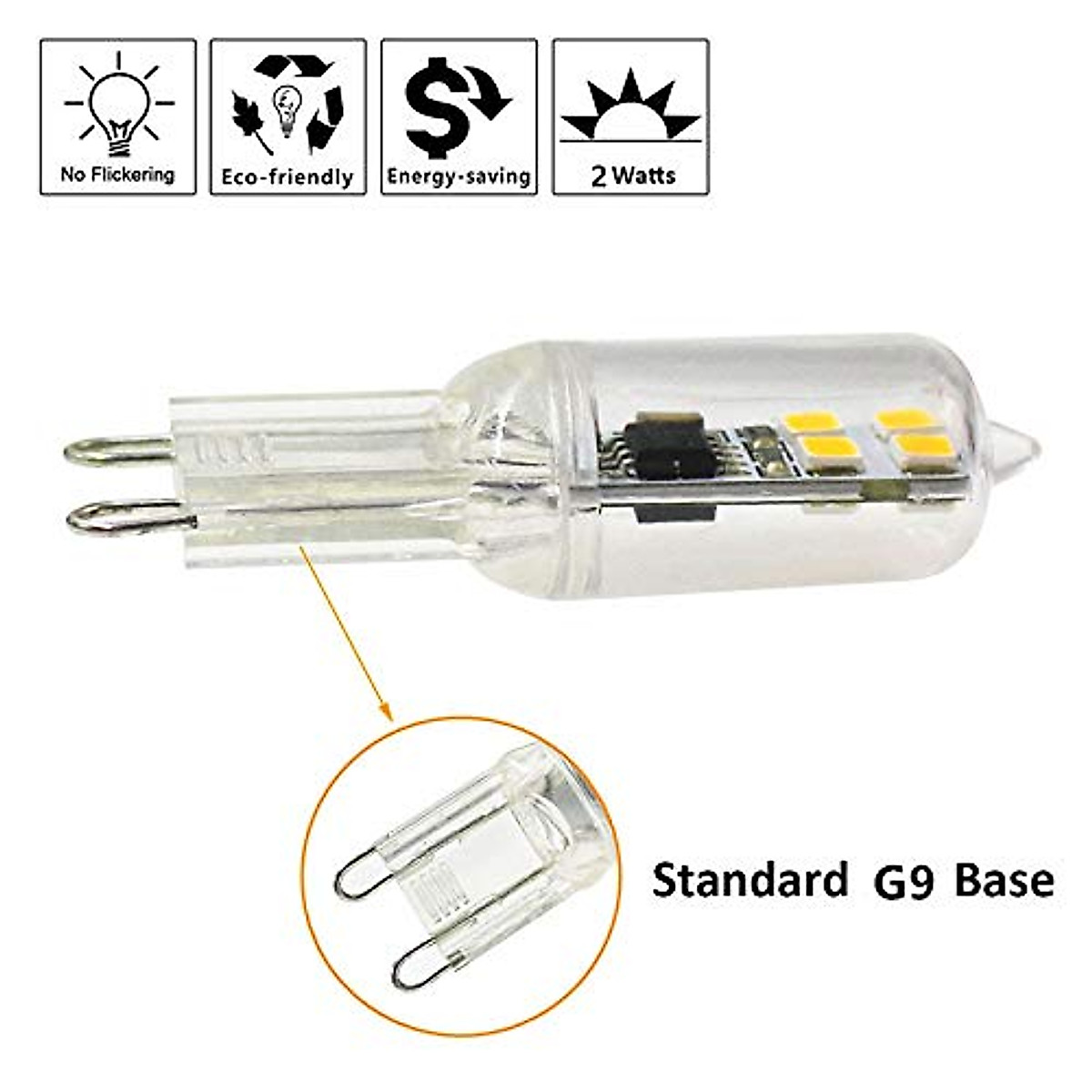 Lxcom Lighting 2W G9 LED Bulb Dimmable Led Corn Light Bulbs(10 Pack)- Led Chandelier Light Bulb Warm White 3000K 20W Halogen Bulb G9 Base Lighting for Chandelier Landscape Lighting,AC110V