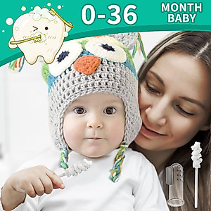 ALARTSNAIL Baby Oral Cleaner, 42Pcs Baby Tongue Cleaner and 1Pc Baby Finger Toothbrush with Case Upgraded Umbrella Brush Head Individual Package Baby Mouth Cleaner Newborn for 0-36 Month Baby