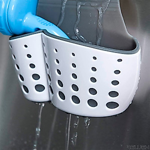 Sink Caddy Sponge Holder with Strap - Adjustable Sink Caddy Silicone Sponge Holder Sink Caddy for Drying Silicone Kitchen Sink Sponge Holder - Suction Cup Sink Caddy Kitchen Sponge Holder