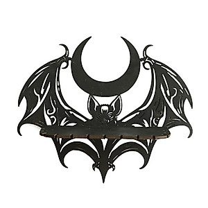 ANLV Halloween Decoration Bat Shelf Floating Black Wall Shelves for Bedroom-Halloween Wall Decor for Halloween Home Bedroom Living Room Decor A
