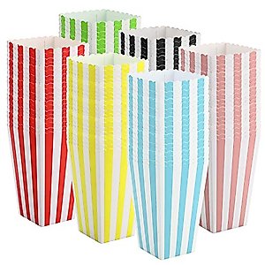 Bekith 120 Pack Movie Party Popcorn Boxes, Colorful Striped Popcorn Boxes, Small Paper Popcorn Containers Great for Home Movie Theater Carnival Party